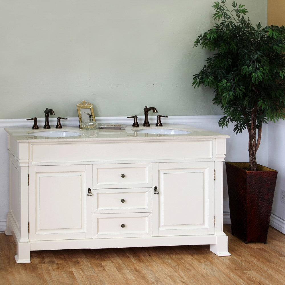 Bellaterra Home 72" Cream White Double Bathroom Vanity Set (205072-D-C ...