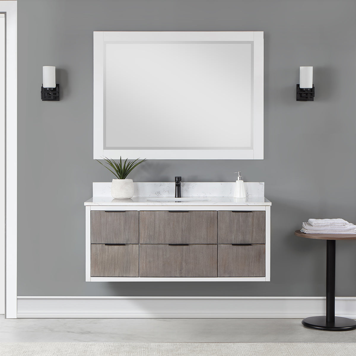 Dione 48" Classical Gray Single Bathroom Vanity Set (547048-CR-AW) — Bathry