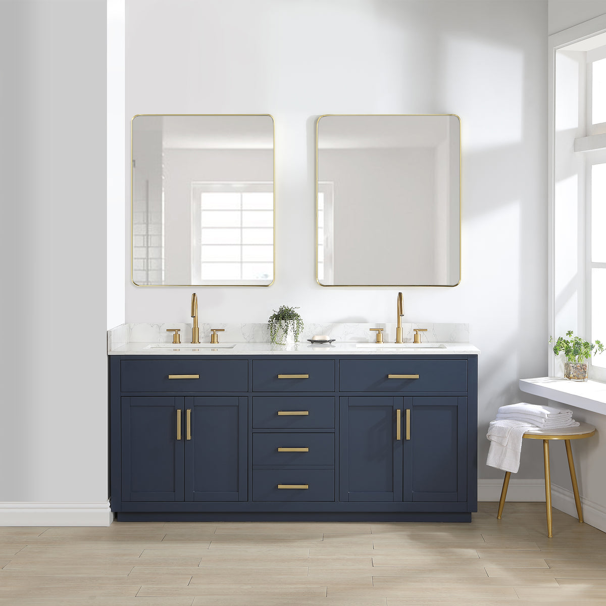 Gavino 72" Royal Blue Double Bathroom Vanity Set (557072-RB-GW) — Bathry