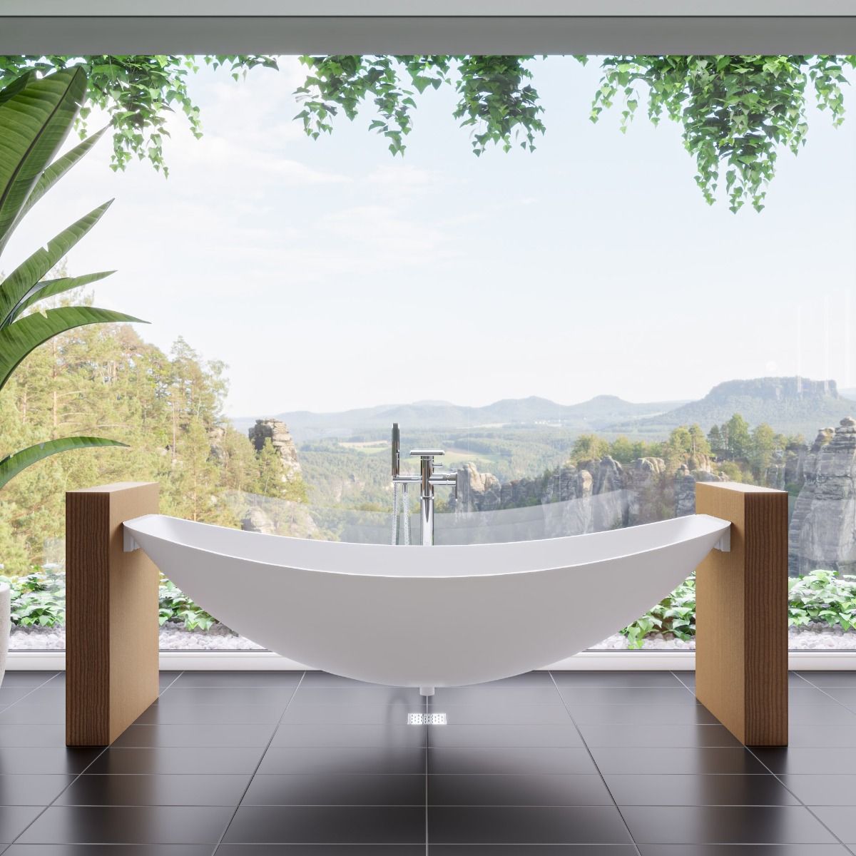 ALFI HammockTub1-WM | 79" White Matte Wall Mounted Hammock Bathtub — Bathry
